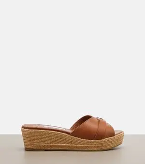 JIMMY CHOO Leda Leather Espadrille Wedges