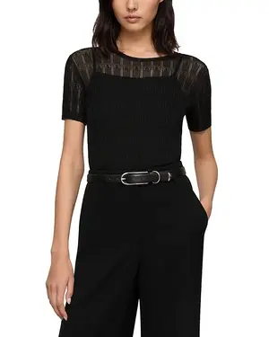 Lafayette 148 New York Lace Stitch Crewneck Sweater