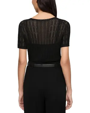 Lafayette 148 New York Lace Stitch Crewneck Sweater
