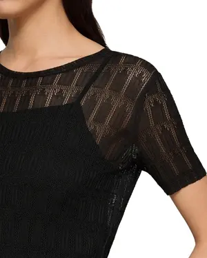Lafayette 148 New York Lace Stitch Crewneck Sweater