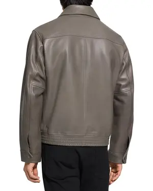 Theory Wyatt Leather Zip Up Jacket