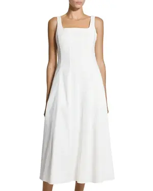 Theory Square Neck Seamed Dress - White