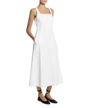 Theory Square Neck Seamed Dress - White