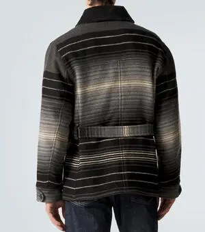 Ralph Lauren Striped Wool And Cotton Jacquard Coat