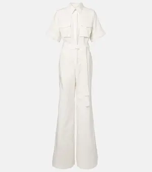 Elie Saab Belted Cotton Jumpsuit - White
