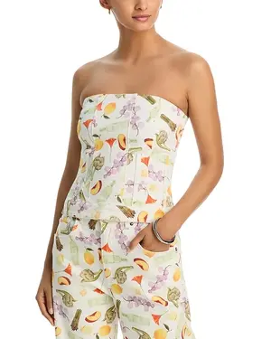 Aqua X Lisa Says Gah Printed Strapless Top - Fruit Print
