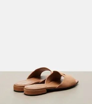 JIMMY CHOO Dina Suede Slides - Beige