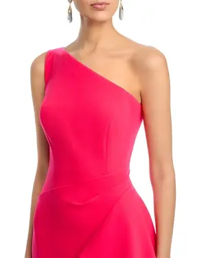 Rickie Freeman For Teri Jon Crepe One Shoulder Ruffle Gown