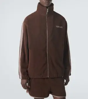 Versace Logo Cotton Terry Zip-up Sweatshirt