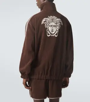 Versace Logo Cotton Terry Zip-up Sweatshirt