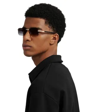 Hugo Boss Rectangular Rimless Sunglasses