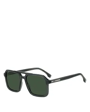 Hugo Boss Double Bridge Square Sunglasses, 56mm - Green