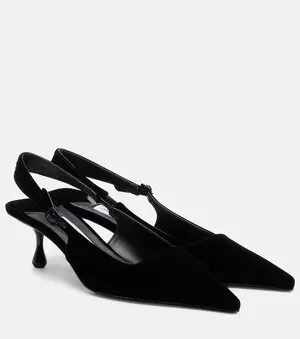 JIMMY CHOO Amel Velvet Slingback Pumps - Black