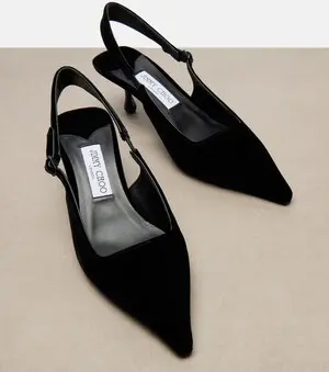 JIMMY CHOO Amel Velvet Slingback Pumps - Black