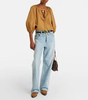 Polo Ralph Lauren Gathered Cotton Poplin Blouse