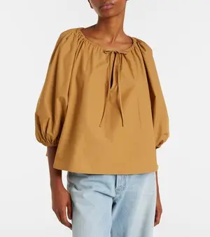Polo Ralph Lauren Gathered Cotton Poplin Blouse