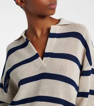 Brunello Cucinelli Striped Cotton Polo Sweater