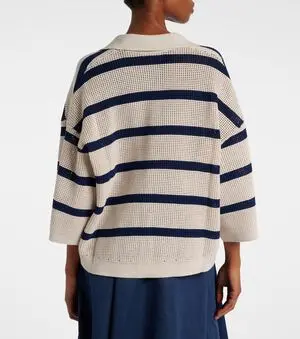 Brunello Cucinelli Striped Cotton Polo Sweater