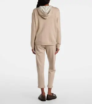 Brunello Cucinelli Monili Cotton And Silk-blend Sweatpants - Beige