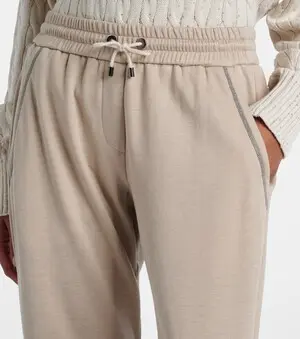 Brunello Cucinelli Monili Cotton And Silk-blend Sweatpants