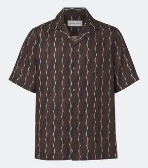 Frescobol Carioca Roberto Printed Linen Bowling Shirt - Brown