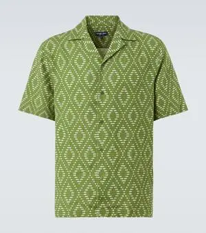 Frescobol Carioca Roberto Printed Linen Bowling Shirt - Green