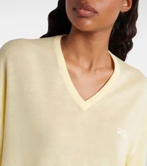 Loewe Double L Asymmetric Wool Sweater - Yellow