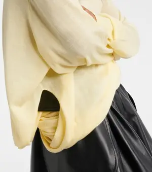 Loewe Double L Asymmetric Wool Sweater - Yellow