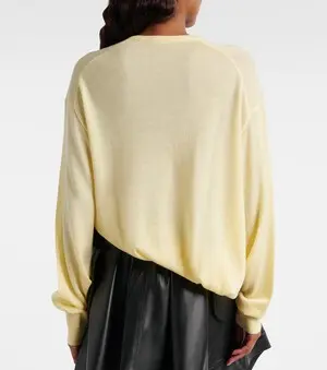 Loewe Double L Asymmetric Wool Sweater - Yellow
