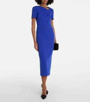 Roland Mouret Draped Crêpe Midi Dress - Blue