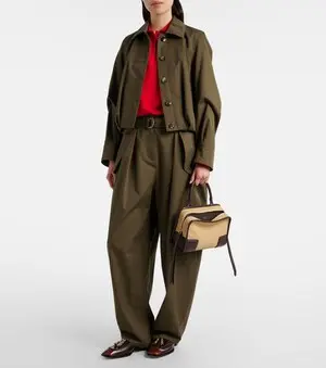 Loewe Cotton & Silk Barrel-leg Pants - Green