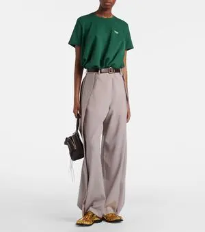 Loewe Draped Wool Wide-leg Pants - Beige