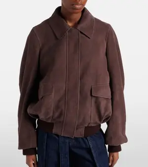 Loewe Suede Blouson Jacket - Brown