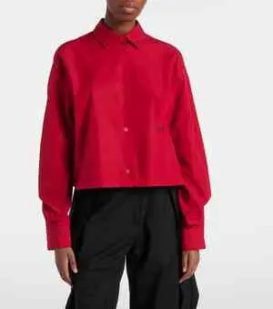 Loewe Cropped Cotton Shirt - Red