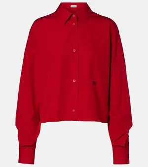 Loewe Cropped Cotton Shirt - Red
