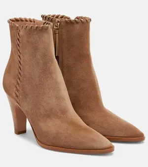 GIANVITO ROSSI Leather-trimmed Suede Ankle Boots - Beige