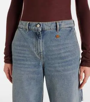 COURREGES Courrèges Logo Wide-leg Jeans - Blue