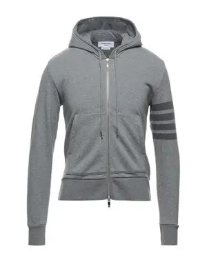 Thom Browne Cotton Zip-up Hoodie With Striped Detailing - Grey