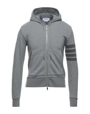 Thom Browne Cotton Zip-up Hoodie With Striped Detailing - Grey