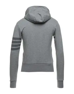 Thom Browne Cotton Zip-up Hoodie With Striped Detailing - Grey