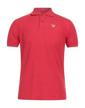 Barbour Man Polo Shirt Orange Size S Cotton, Elastane Red