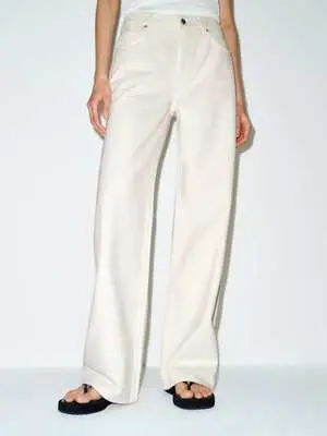 REFORMATION Reisa Adjustable Waist Baggy Jeans - Ivory
