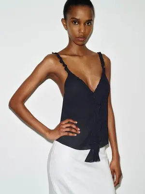 Sleeveless Wrap Neck Tops