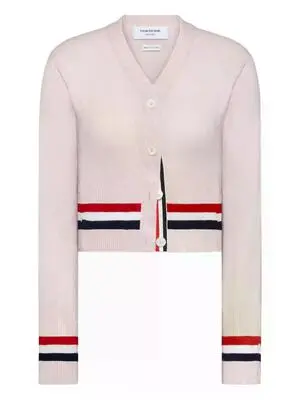 Thom Browne Striped Shrunken Cardigan - Pink