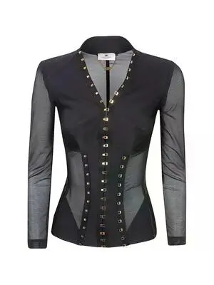 Elisabetta Franchi V-neck Blouse With Gold-tone Hardware