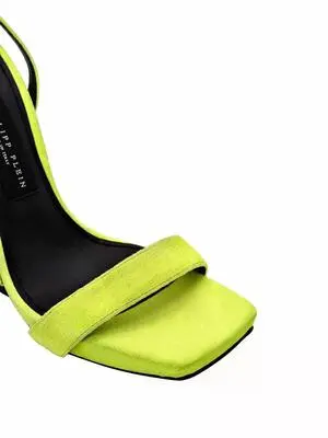 Philipp Plein Suede Sculpted Heel Sandals - Yellow
