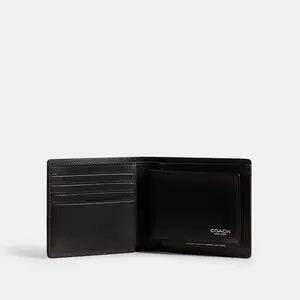 COACH 3-in-1 Billfold Wallet In Loved Leather - Black/light Tan