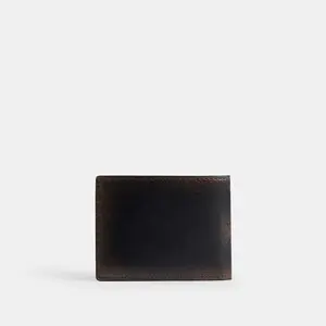 COACH Slim Billfold Wallet In Loved Leather - Black/light Tan