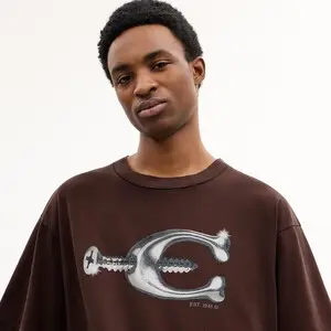 COACH Hardware Relaxed T-shirt In Organic Cotton - Brown