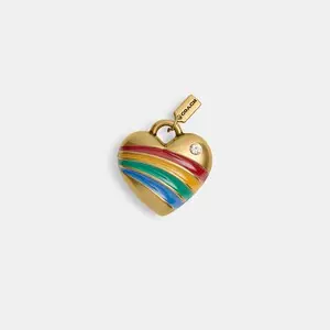 COACH Rainbow Heart Shoelace Charm - Brass/multi